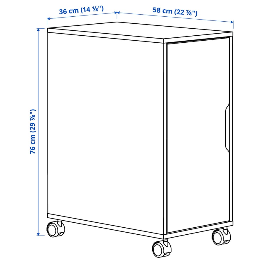 ALEX storage unit on castors, white stained oak effect/black, 36x76 cm ...