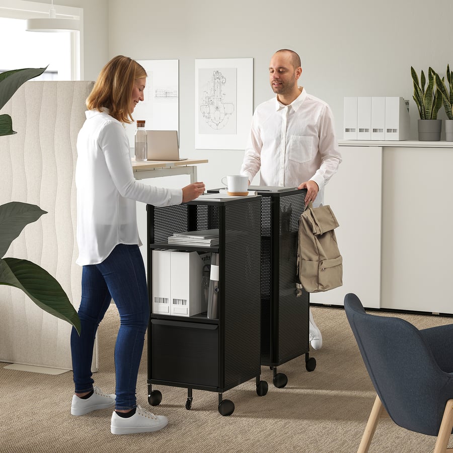 BEKANT storage unit on castors, mesh/black, 41x101 cm - IKEA