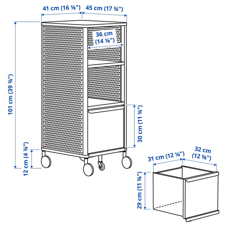 BEKANT storage unit on castors, mesh/black, 41x101 cm - IKEA
