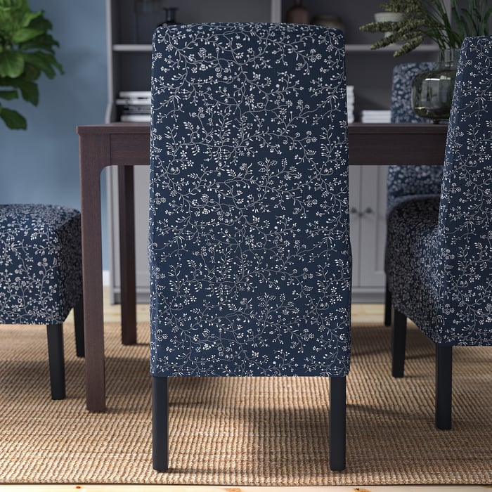 BERGMUND chair w medium long cover, black/Ryrane dark blue - IKEA
