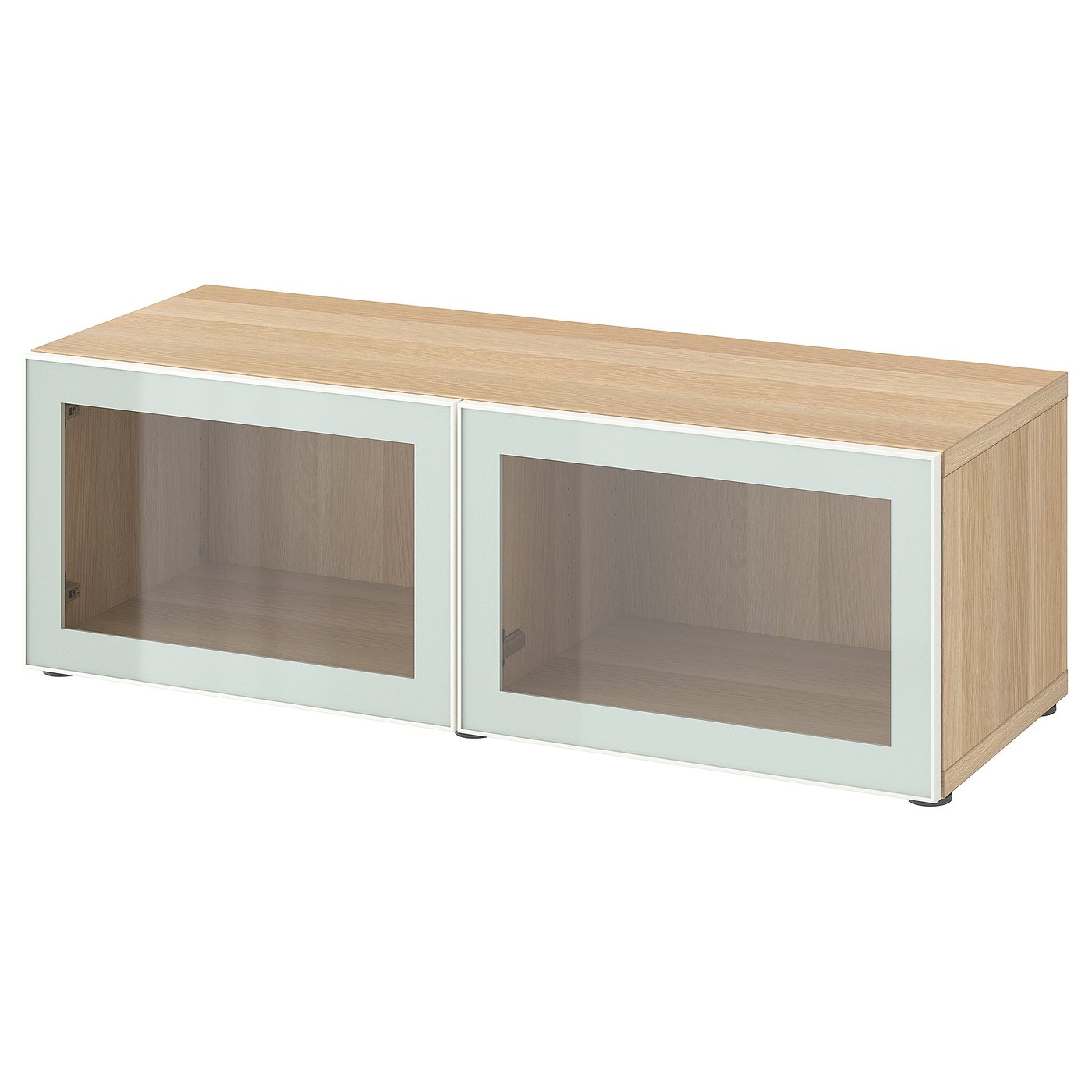 BESTÅ shelf unit with glass doors, white stained oak effect Glassvik ...