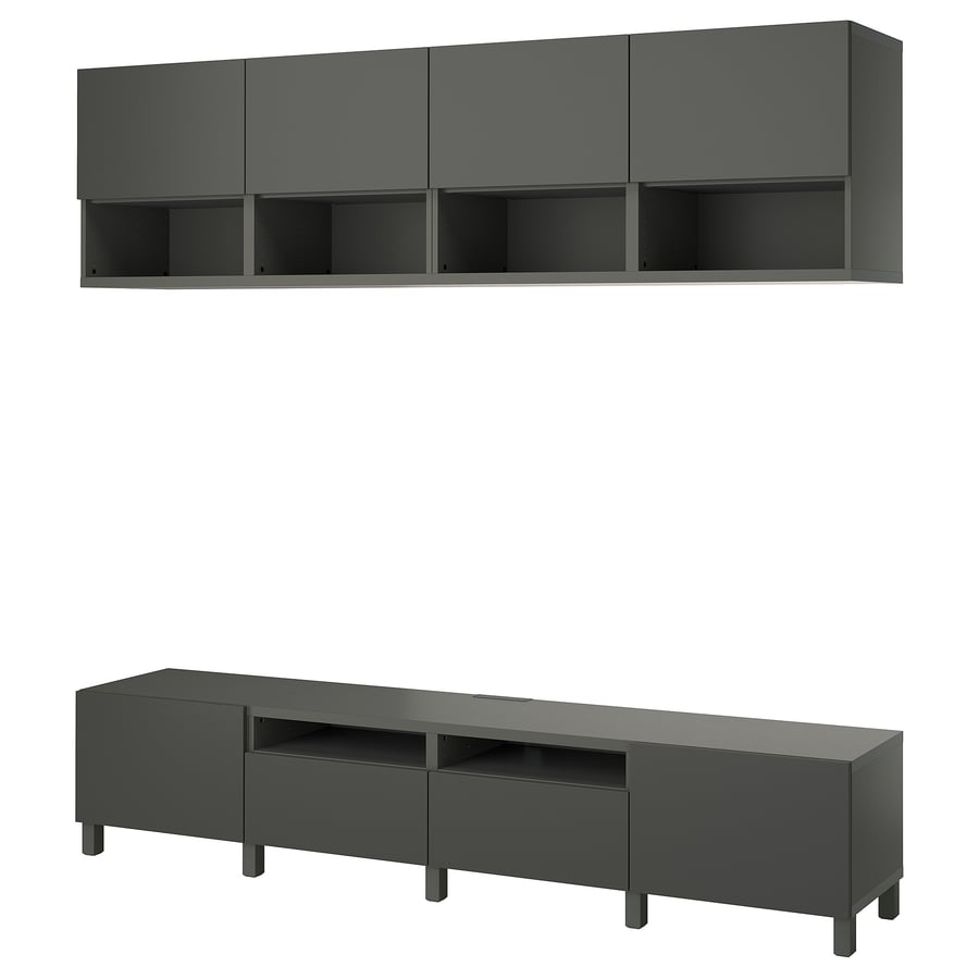 BESTÅ TV storage combination, dark grey/Lappviken/Stubbarp dark grey ...
