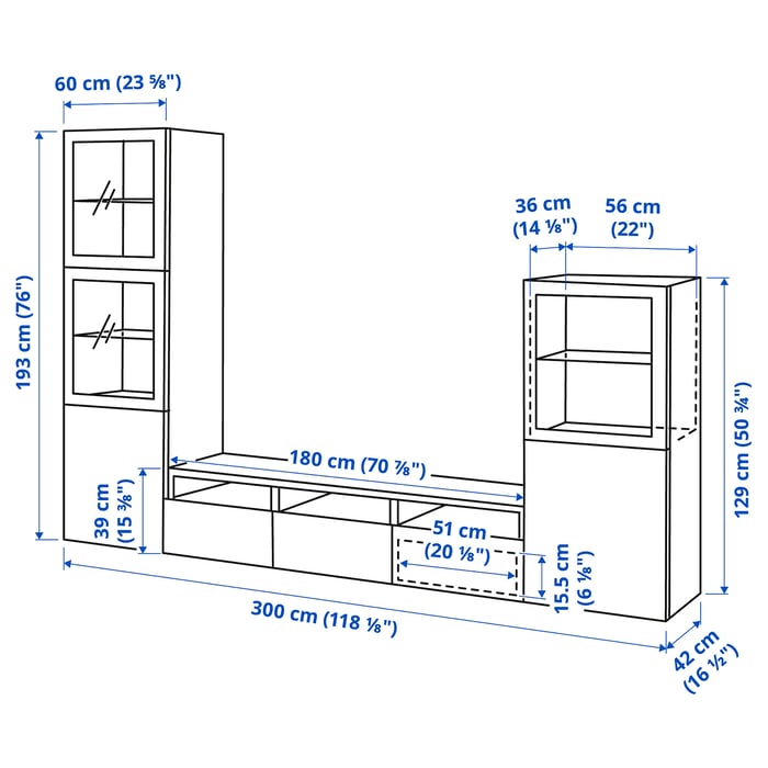 BESTÅ TV storage combination/glass doors, dark grey Lappviken/Sindvik ...