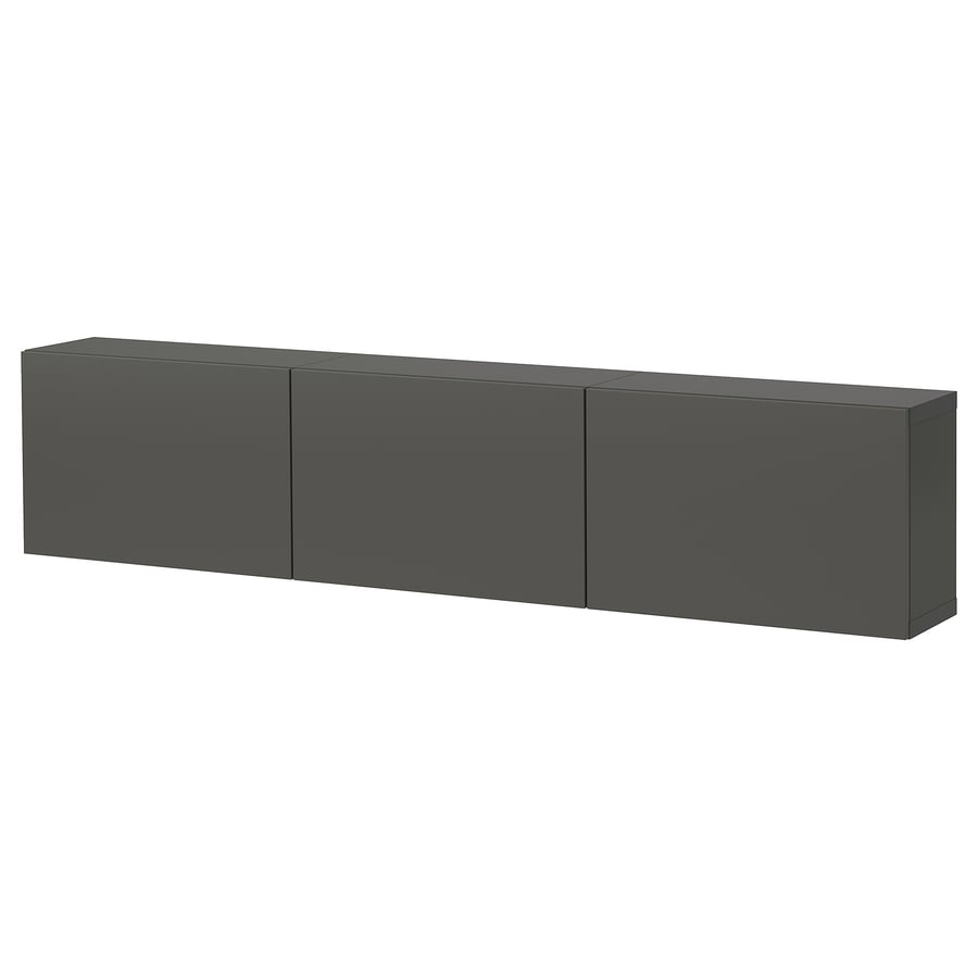 BESTÅ wall-mounted cabinet combination, dark grey/Lappviken dark grey ...