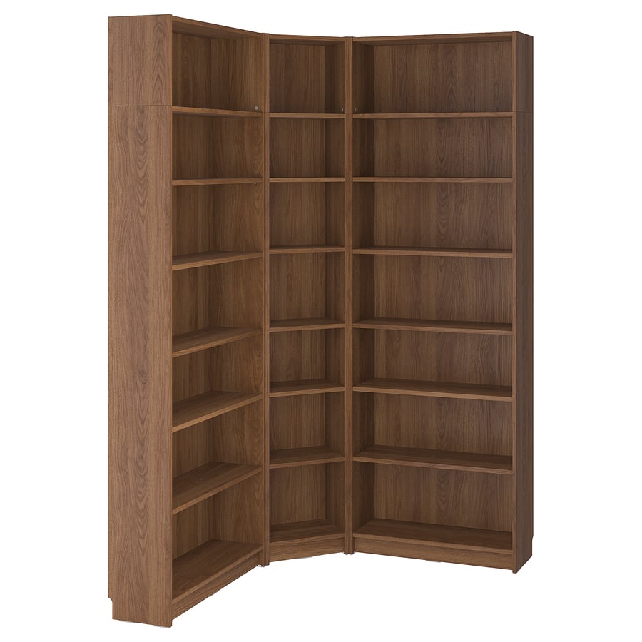 BILLY bookcase corner comb w ext units, brown walnut effect, 136 ...