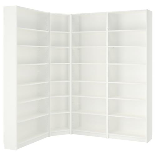 BILLY bookcase corner comb w ext units, white, 215/135x28x237 cm - IKEA