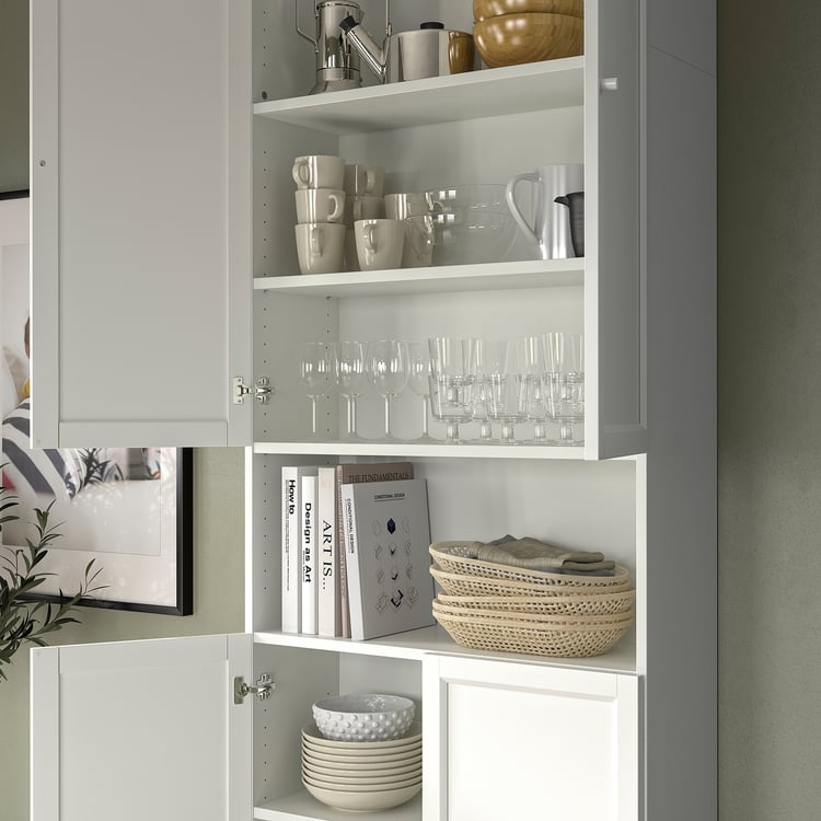 BILLY / OXBERG bookcase w doors/extension unit, white, 80x30x237 cm - IKEA