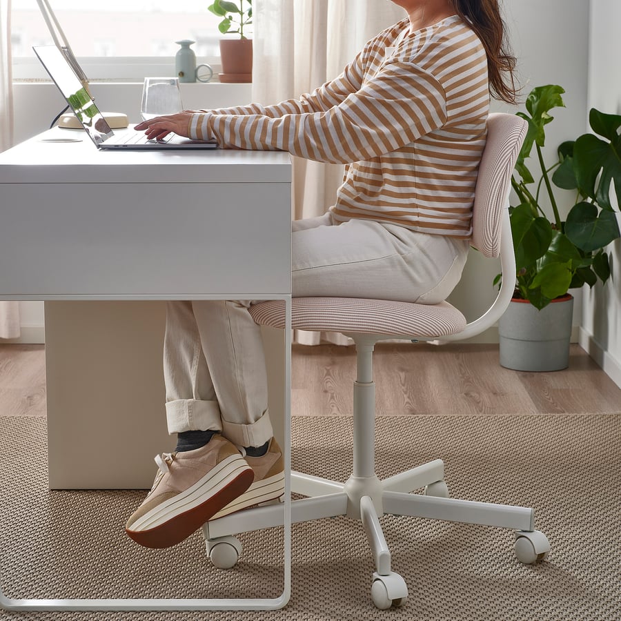 BLECKBERGET swivel chair, Klovsta white/orange-brown - IKEA