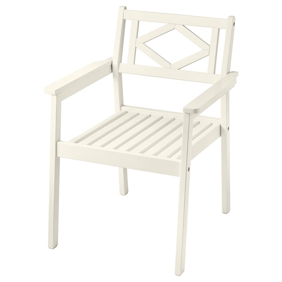 BONDHOLMEN chair with armrests, outdoor, white/beige - IKEA