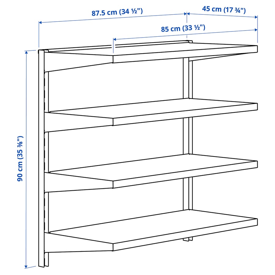 BROR wall shelf combination, black, 88x45x90 cm - IKEA