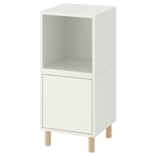 EKET cabinet combination with legs, white/wood, 35x35x80 cm - IKEA