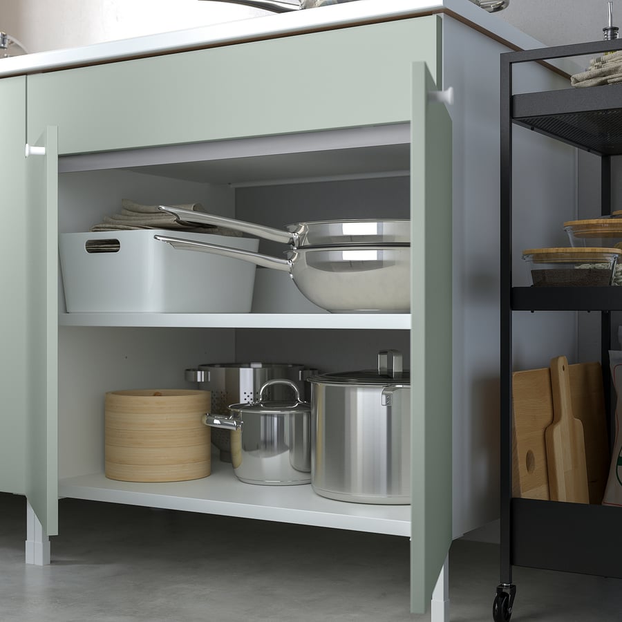 ENHET base cabinet for sink w doors, white/pale grey-green, 80x62x75 cm ...