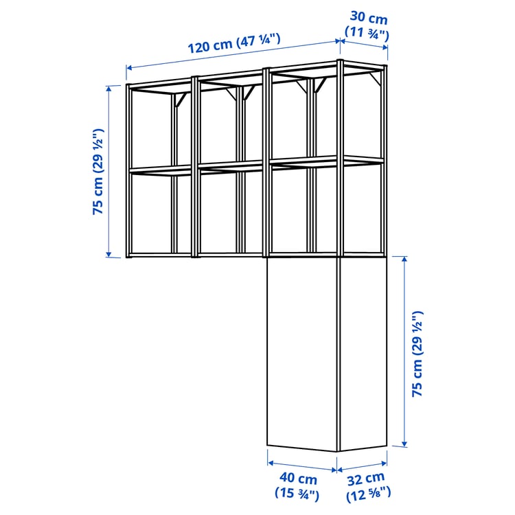 ENHET storage combination, anthracite/grey frame, 120x32x150 cm - IKEA