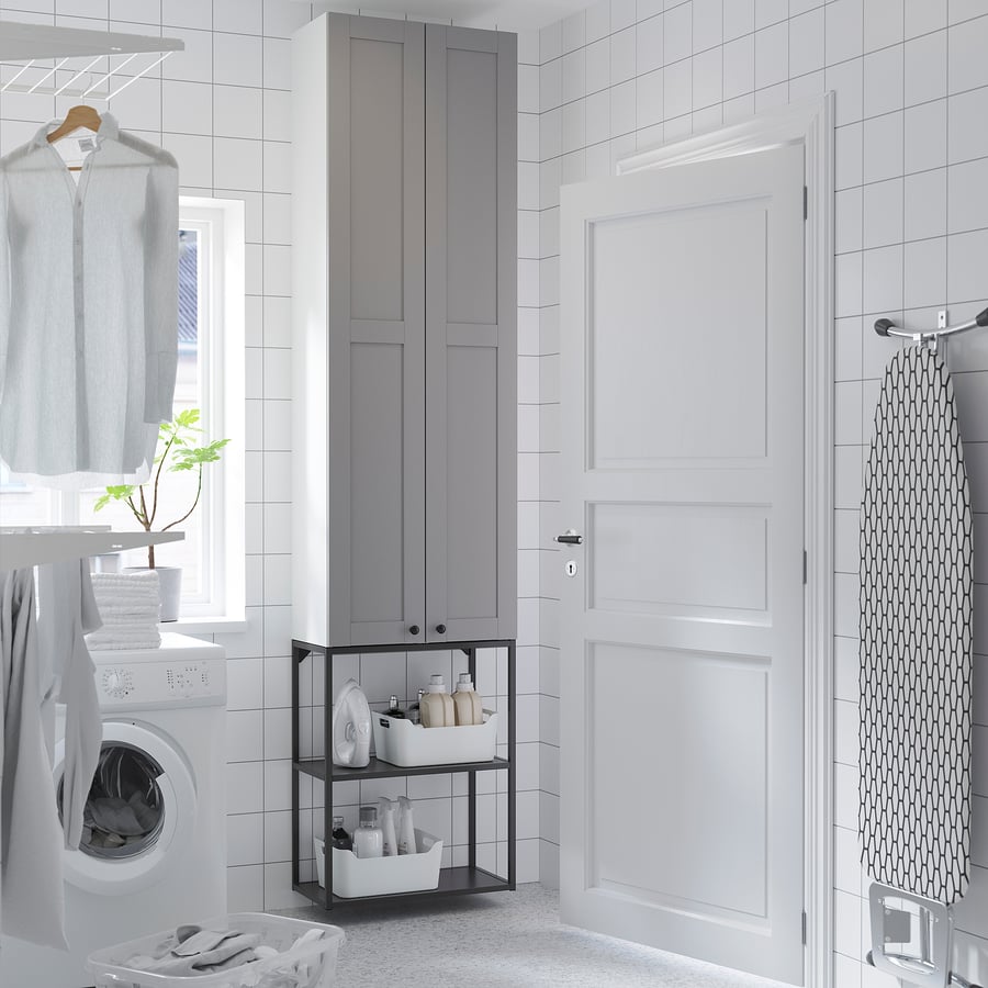 ENHET storage combination, anthracite/grey frame, 60x32x255 cm - IKEA