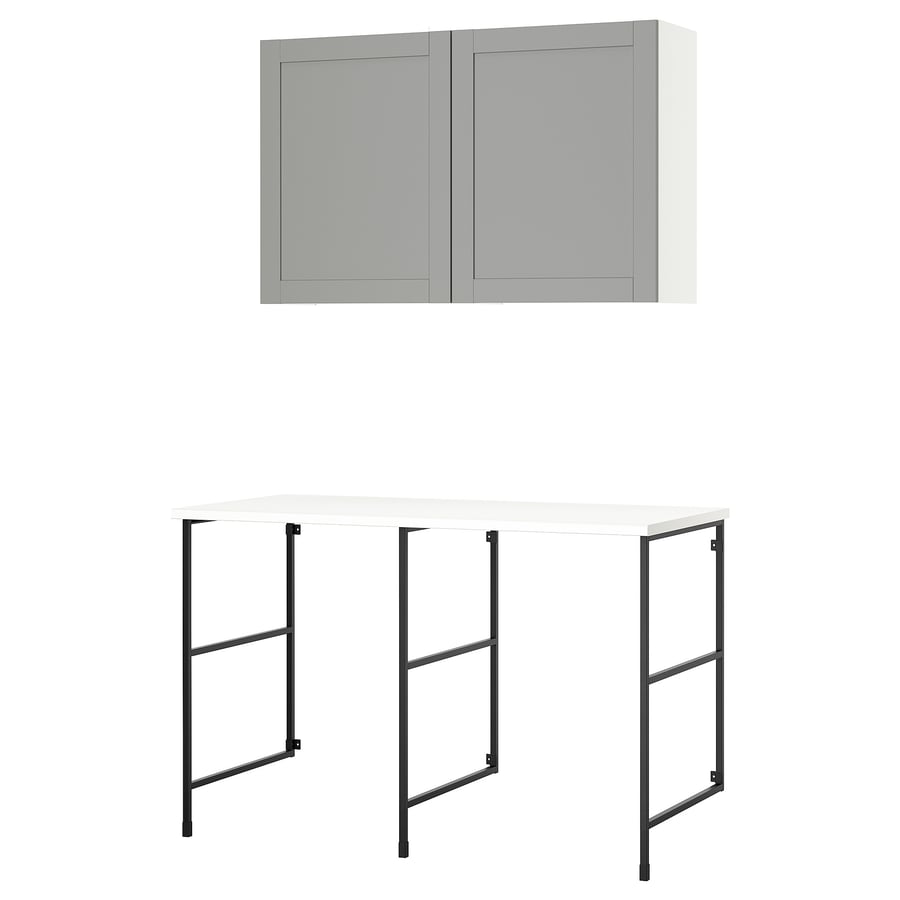 ENHET storage combination, anthracite/grey frame, 139x63.5x90.5 cm - IKEA