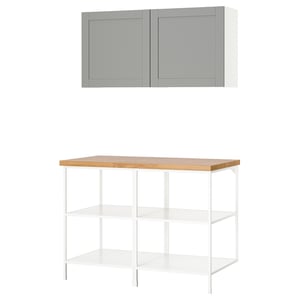 ENHET Storage combination, white/grey frame, 123x63.5x207 cm - IKEA
