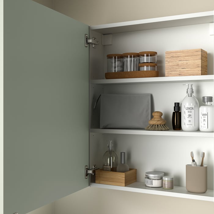 ENHET wall cb w 2 shlvs/door, white/pale grey-green, 60x17x75 cm - IKEA