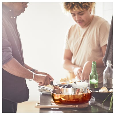 FINMAT sauté pan with lid, copper/stainless steel, 25 cm - IKEA