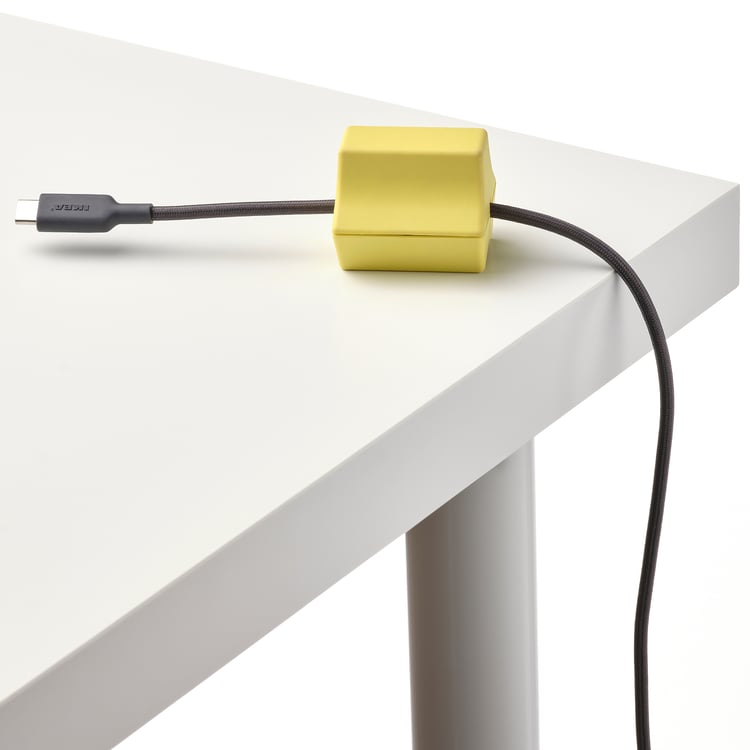 HAVSKÅL 2-piece, USB anchor, black/yellow - IKEA