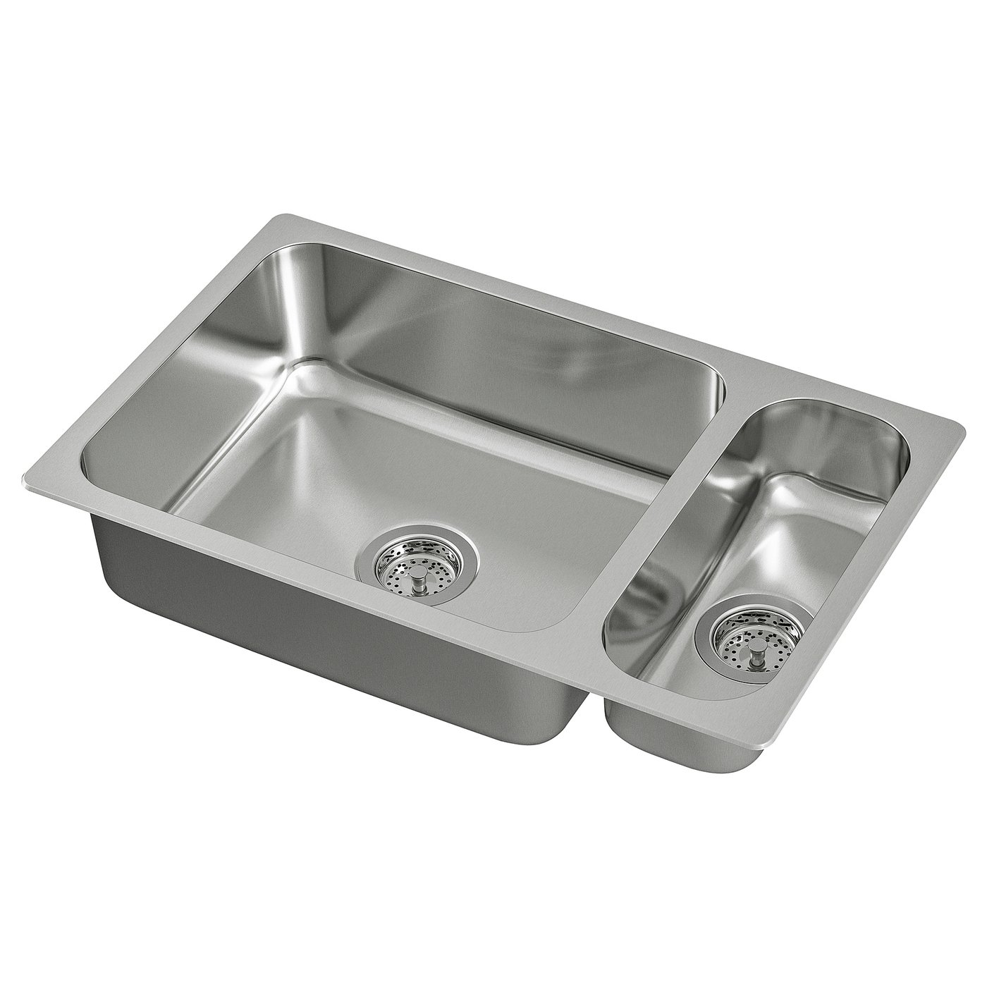 HILLESJÖN inset sink 1 1/2 bowl, stainless steel, 75x46 cm - IKEA