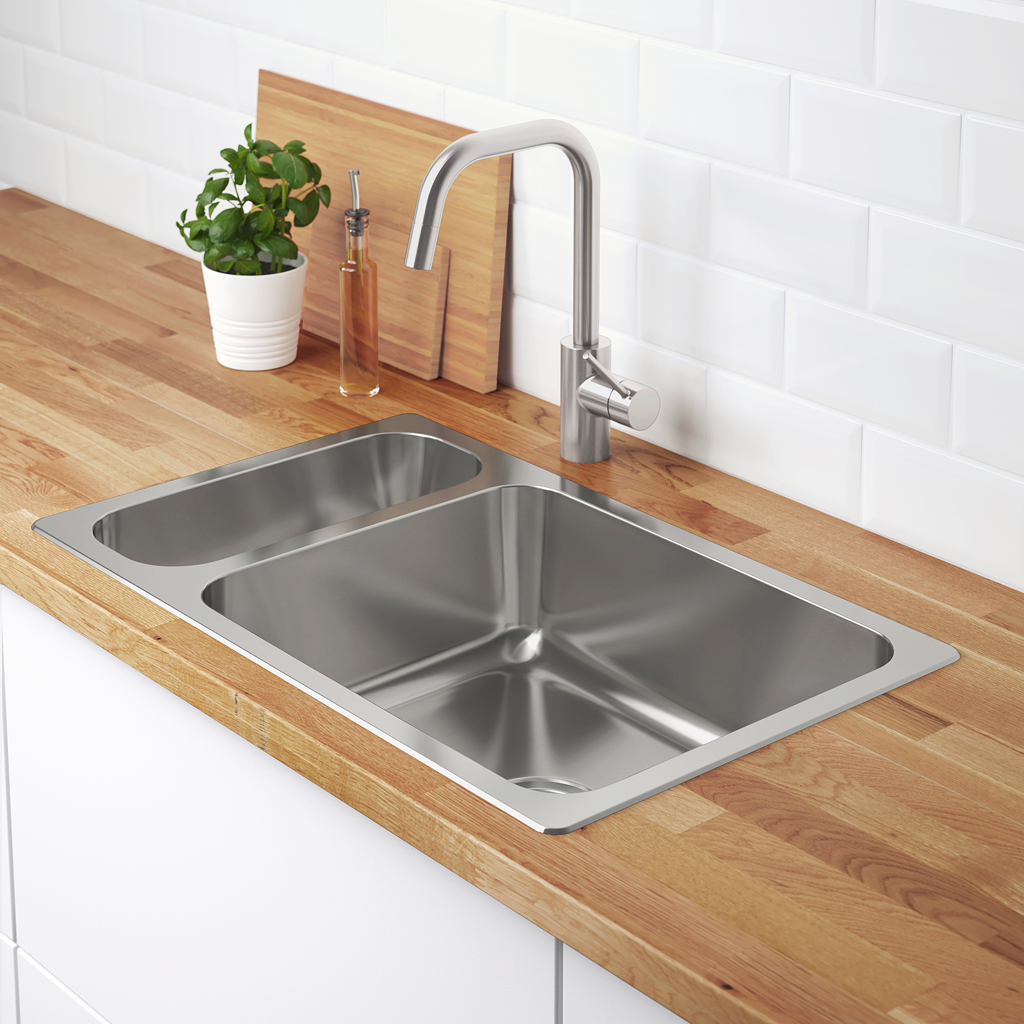 HILLESJÖN Inset sink 1 1/2 bowl, stainless steel - Shop today - IKEA