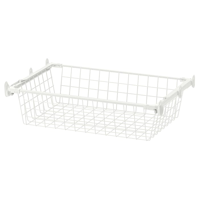 HJÄLPA wire basket with pull-out rail, white, 60x40 cm - IKEA