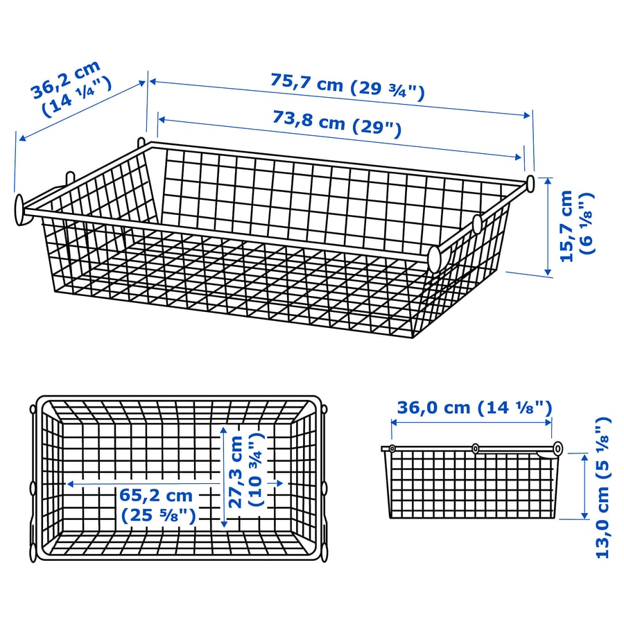 HJÄLPA Wire basket with pull-out rail, white, 80x40 cm - IKEA