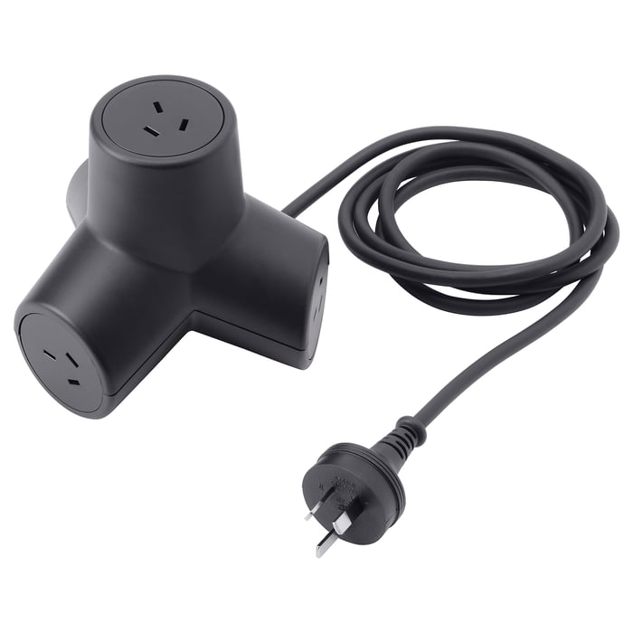 HORNFELS extension cord, dark grey, 1.8 m - IKEA