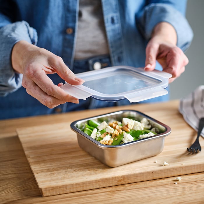 IKEA 365+ food container with lid, square stainless steel/plastic, 600 ...