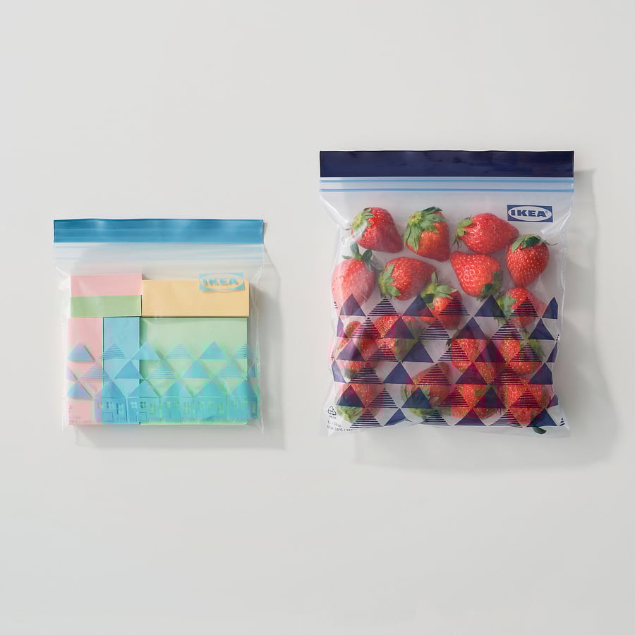 ISTAD resealable bag, patterned/blue, 1/0.4 l - IKEA