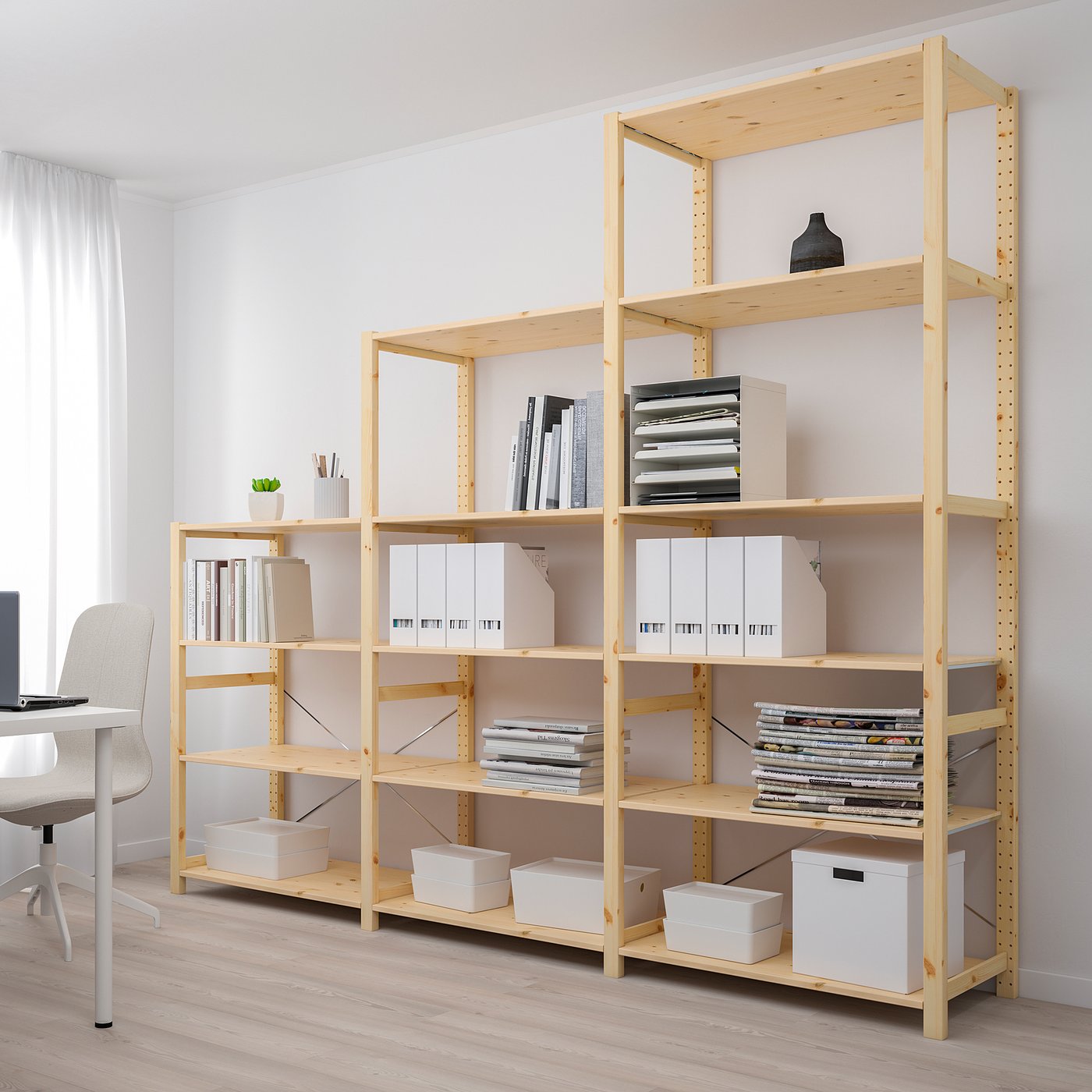 IVAR 3 sections/shelves, pine, 259x50x226 cm - IKEA