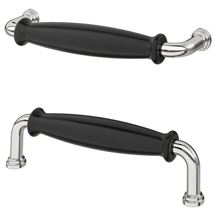 KLINGSTORP handle, black/chrome-plated, 141 mm - IKEA