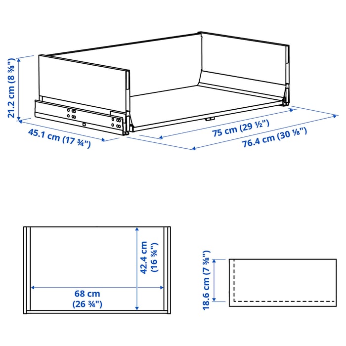 KNIVSHULT drawer, high, dark grey, 80x45 cm - IKEA