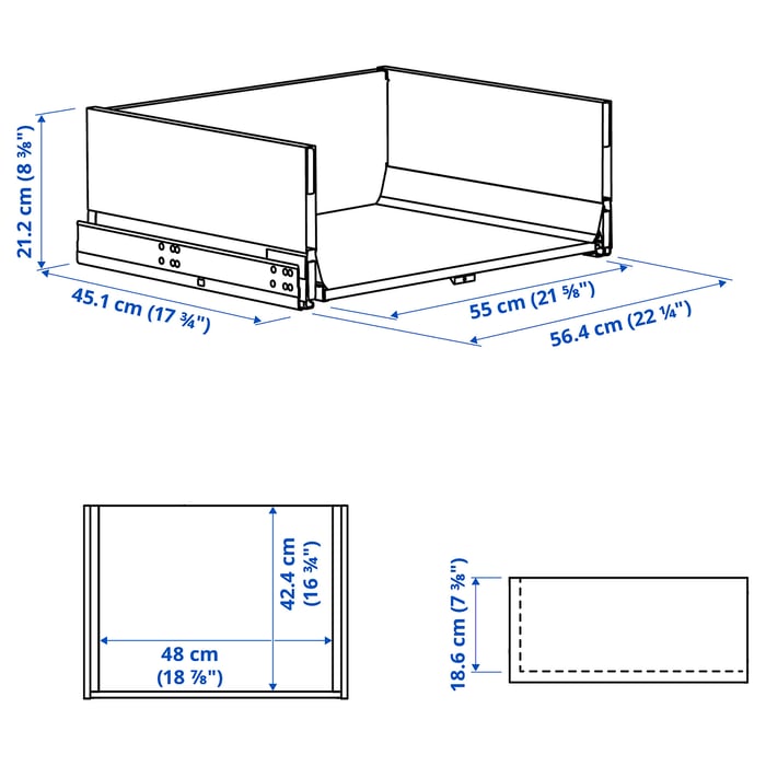KNIVSHULT drawer, high, dark grey, 60x45 cm - IKEA