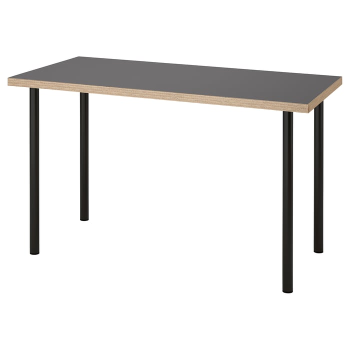 LAGKAPTEN / ADILS desk, grey/wood effect black, 120x60 cm - IKEA