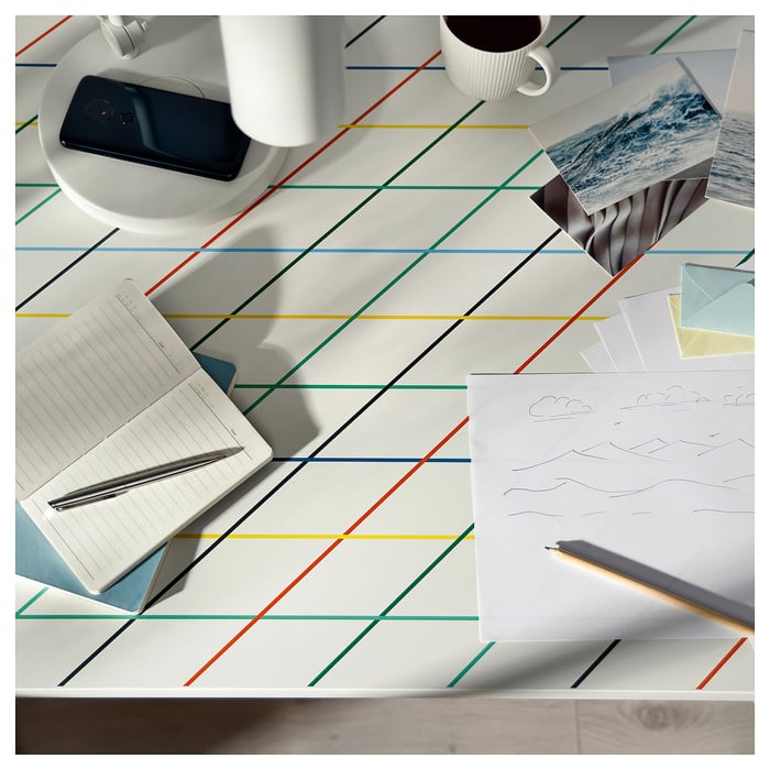 LAGKAPTEN table top, grid/multicolour, 140x60 cm - IKEA