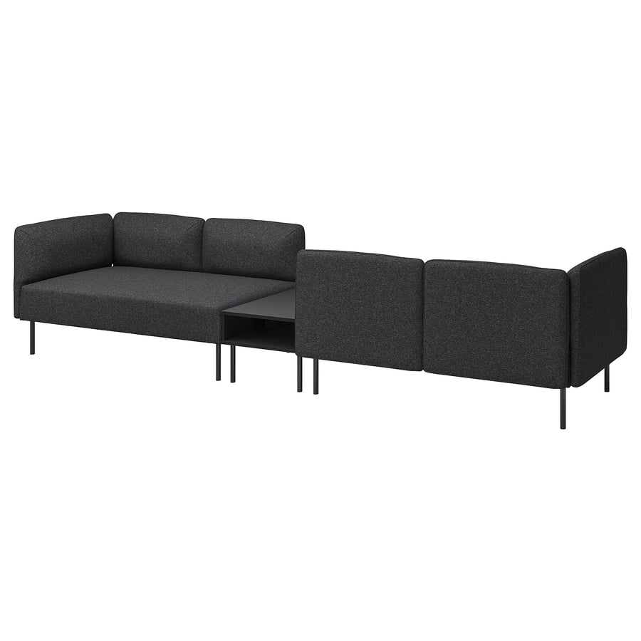 LILLEHEM 4-seat modular sofa with side table, Gunnared dark grey/metal ...
