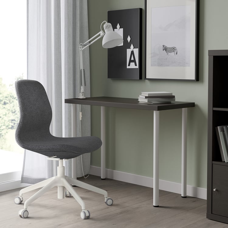 LINNMON / ADILS table, black-brown/white, 100x45 cm - IKEA