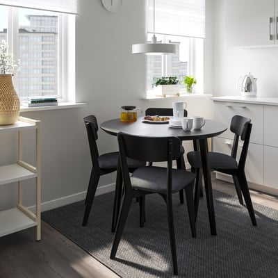 LISABO / LISABO table and 4 chairs, black/black, 105 cm - IKEA