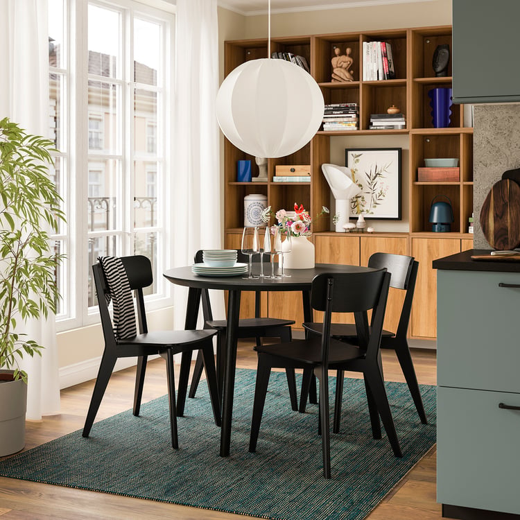 LISABO / LISABO table and 4 chairs, black/black, 105 cm - IKEA