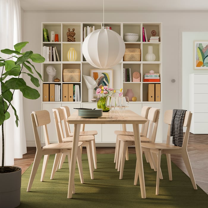 LISABO / LISABO table and 6 chairs, ash veneer/ash veneer, 200 cm - IKEA