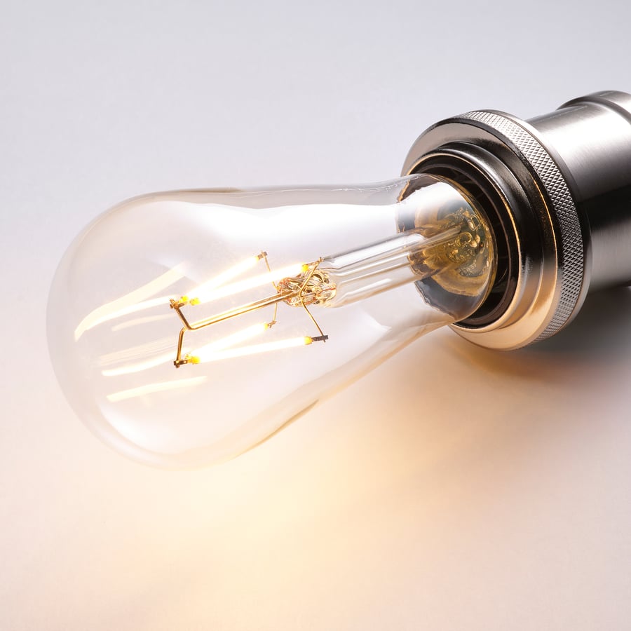 LUNNOM LED bulb E27 150 lumen, drop-shaped clear - IKEA