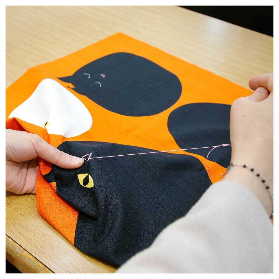 MÄVINN cushion cover, cat pattern orange, 50x50 cm - IKEA