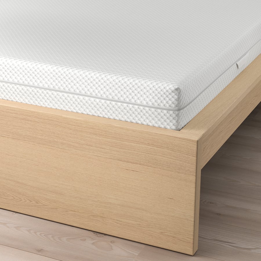 MALM bed frame with mattress, white stained oak veneer/Åbygda firm ...