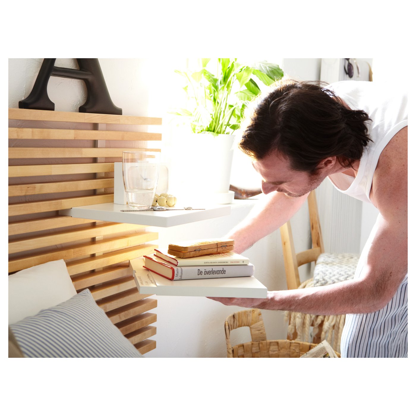 MANDAL bed frame with headboard, birch/white, 160x200 cm - IKEA