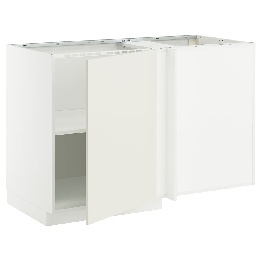 METOD corner base cabinet with shelf, white/Veddinge white, 128x68x80 ...