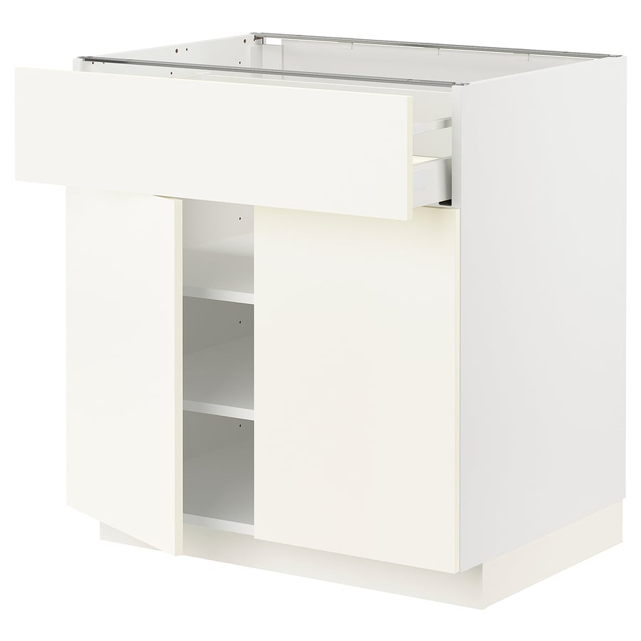 METOD / MAXIMERA base cabinet with drawer/2 doors, white/Vallstena ...