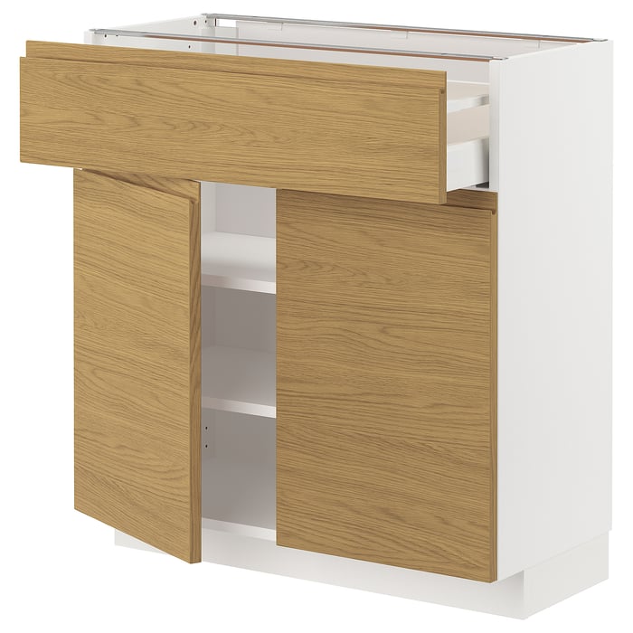METOD / MAXIMERA base cabinet with drawer/2 doors, white/Voxtorp oak ...