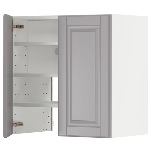 METOD wall cb f extr hood w shlf/door, white/Bodbyn grey, 60x60 cm - IKEA
