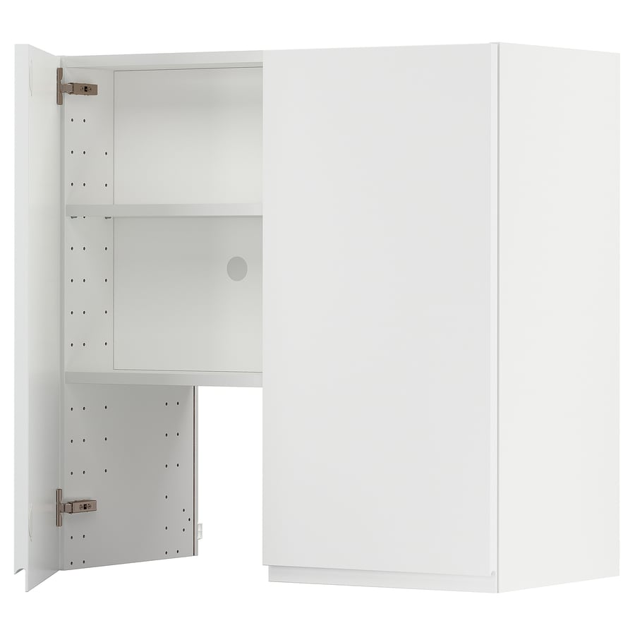 METOD wall cb f extr hood w shlf/door, white/Voxtorp matt white, 80x80 ...